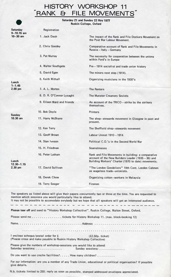 History Workshop 11 | History Workshop